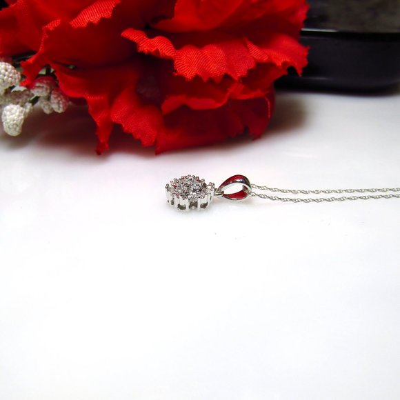 Jewelry | Diamond Cluster Pendant Necklace Solid 1k White Gold Genuine ...